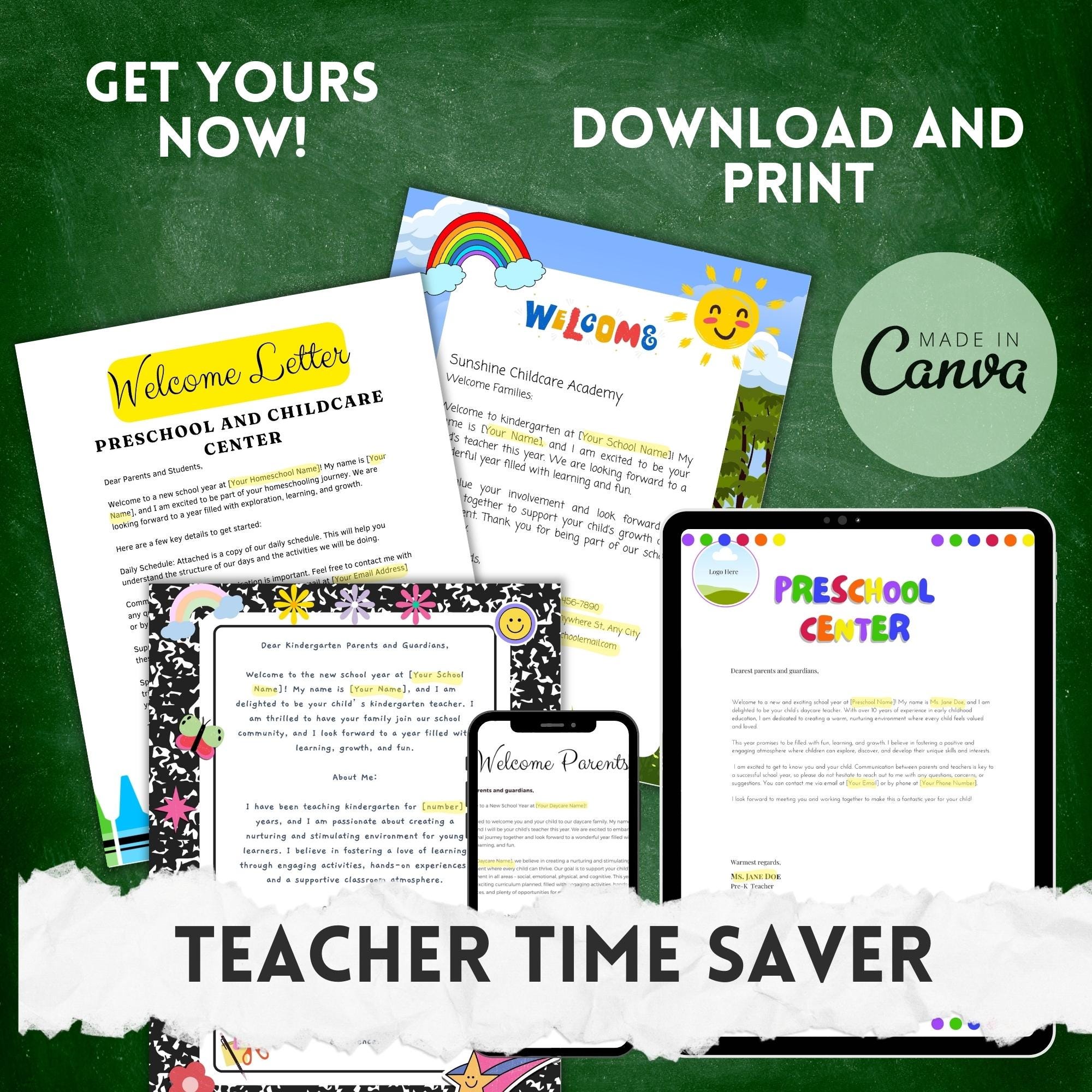 Editable Back to School Welcome Letter Bundle: Canva Template (digital ...