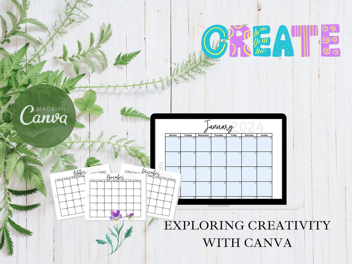 2024 Printable Calendar Editable & Canva Template Minimalist Design ...
