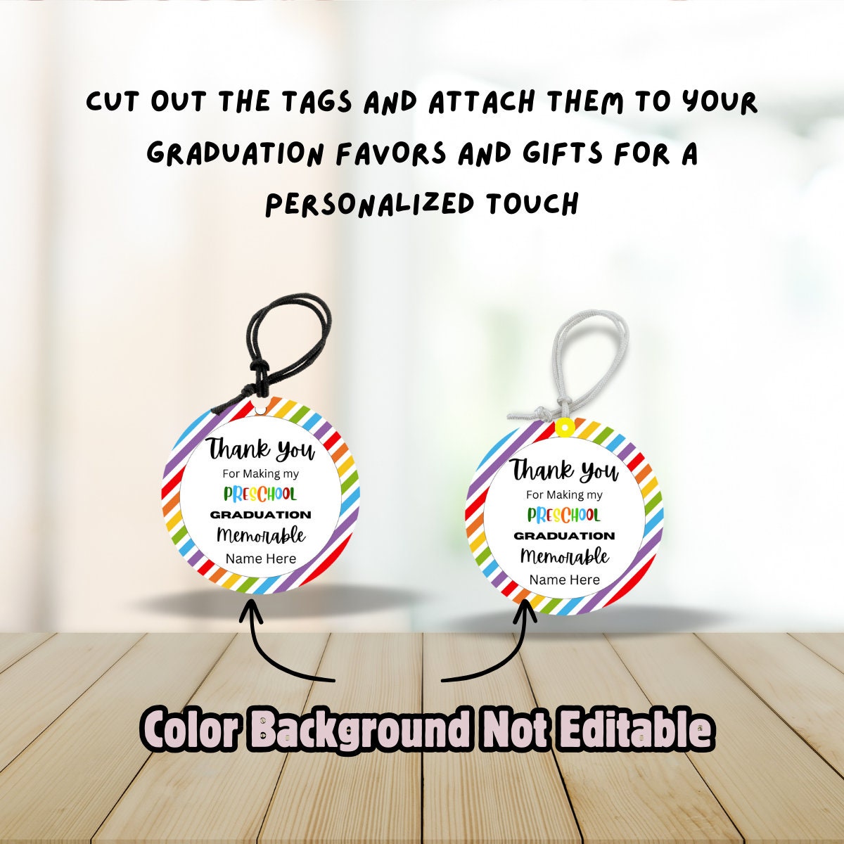 Preschool Graduation Thank You Tags | Canva Template | 6 Shapes ...