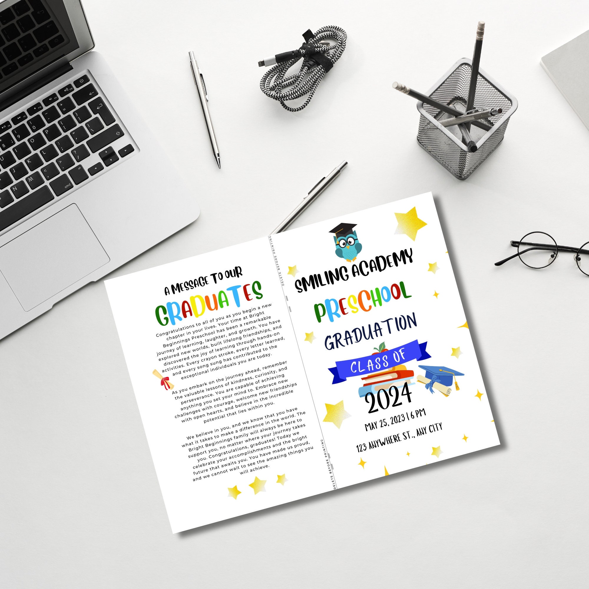 DIY Preschool Graduation Program Canva Template, Childcare Celebration ...
