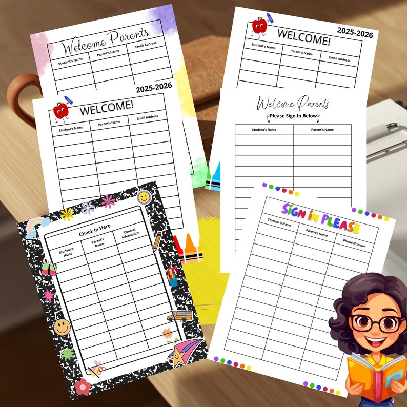 Back to School Sign-in Sheets Bundle: Editable Teacher Forms (digital ...