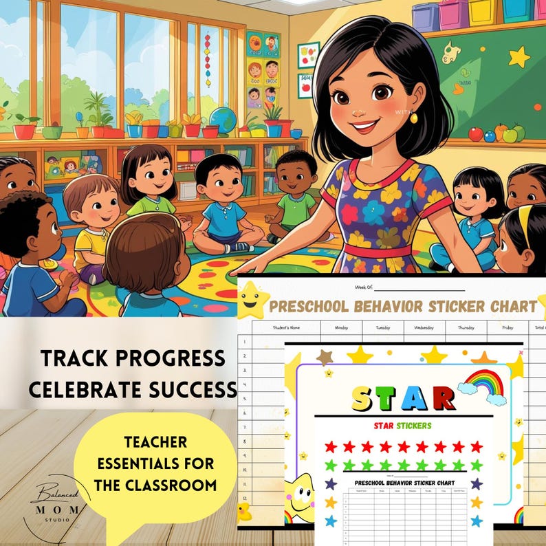 Preschool Behavior Sticker Chart Bundle | Canva Template + Printable ...