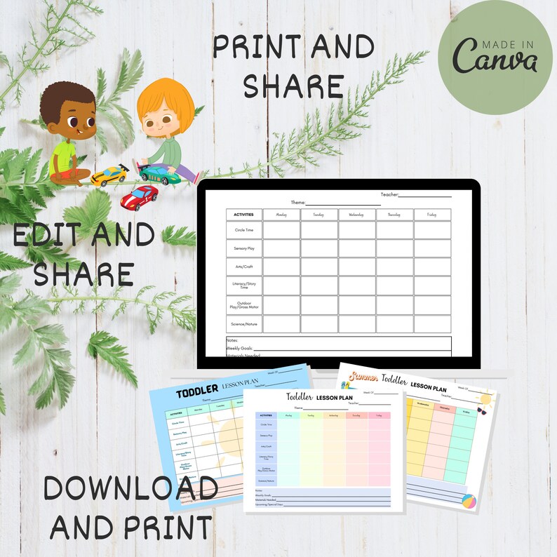 Summer Toddler Lesson Plan Template canva Editable Homeschool Printable ...