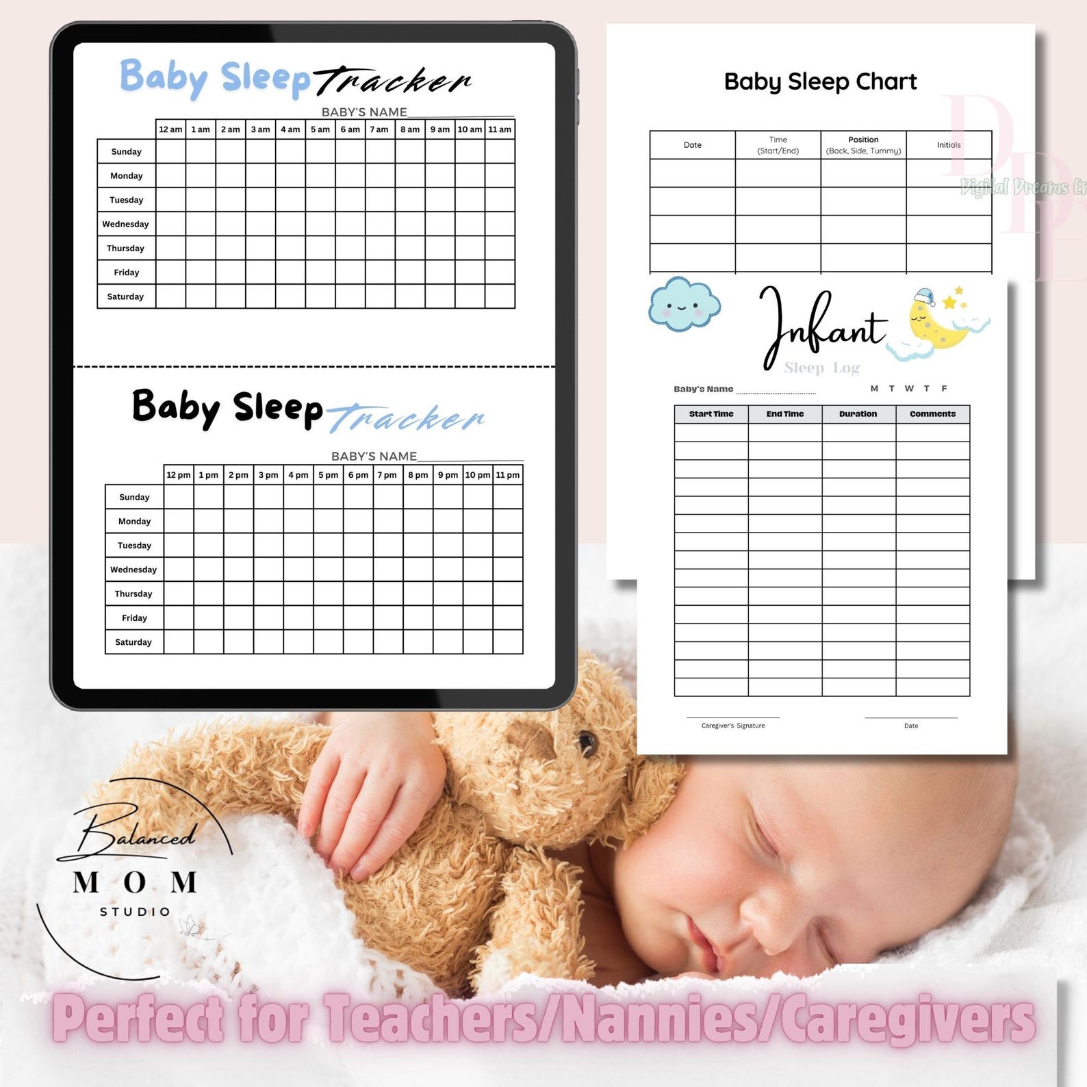 Infant Sleep Log: 4-page Baby Sleep Tracker (editable Canva Template ...