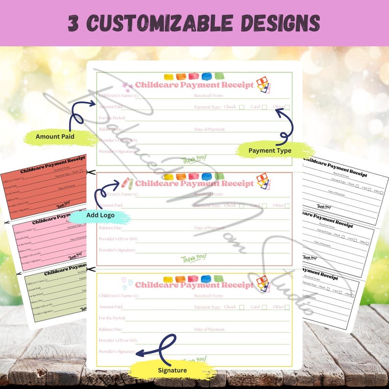 Editable Childcare Receipt Template: Payment Tracker (canva, PDF) - Etsy
