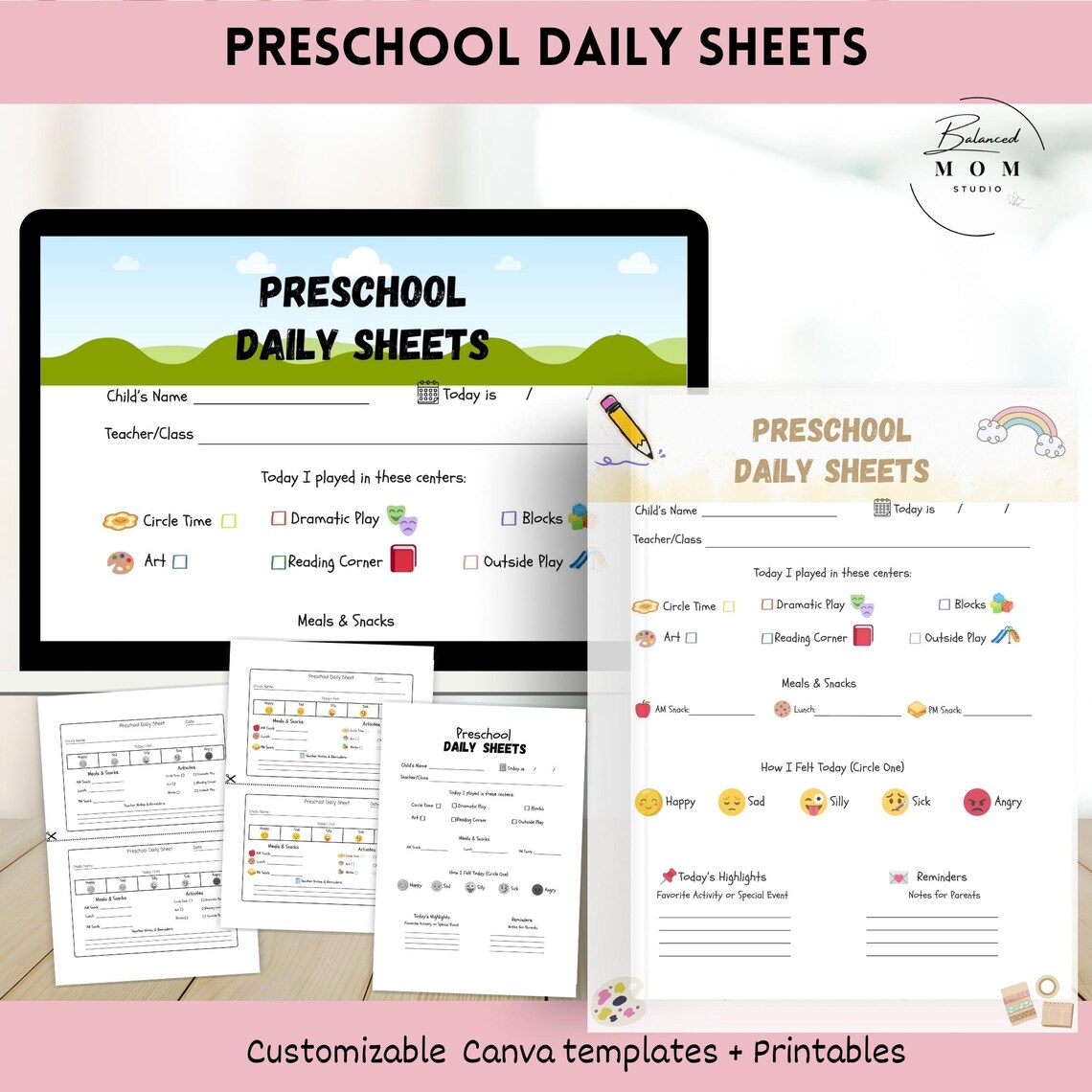 Essential Preschool Daily Report Sheets | Printable + Canva Editable ...