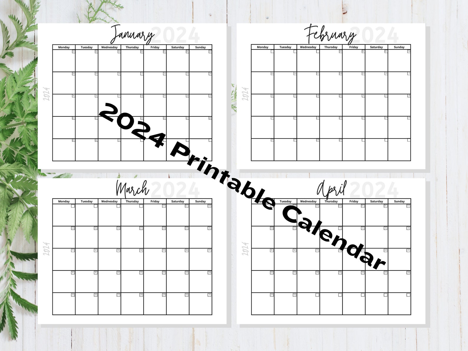 2024 Printable Calendar - Editable & Canva Template| Minimalist Design ...