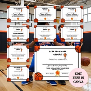 33 Editable Youth Basketball Certificates - Editable Canva Template ...