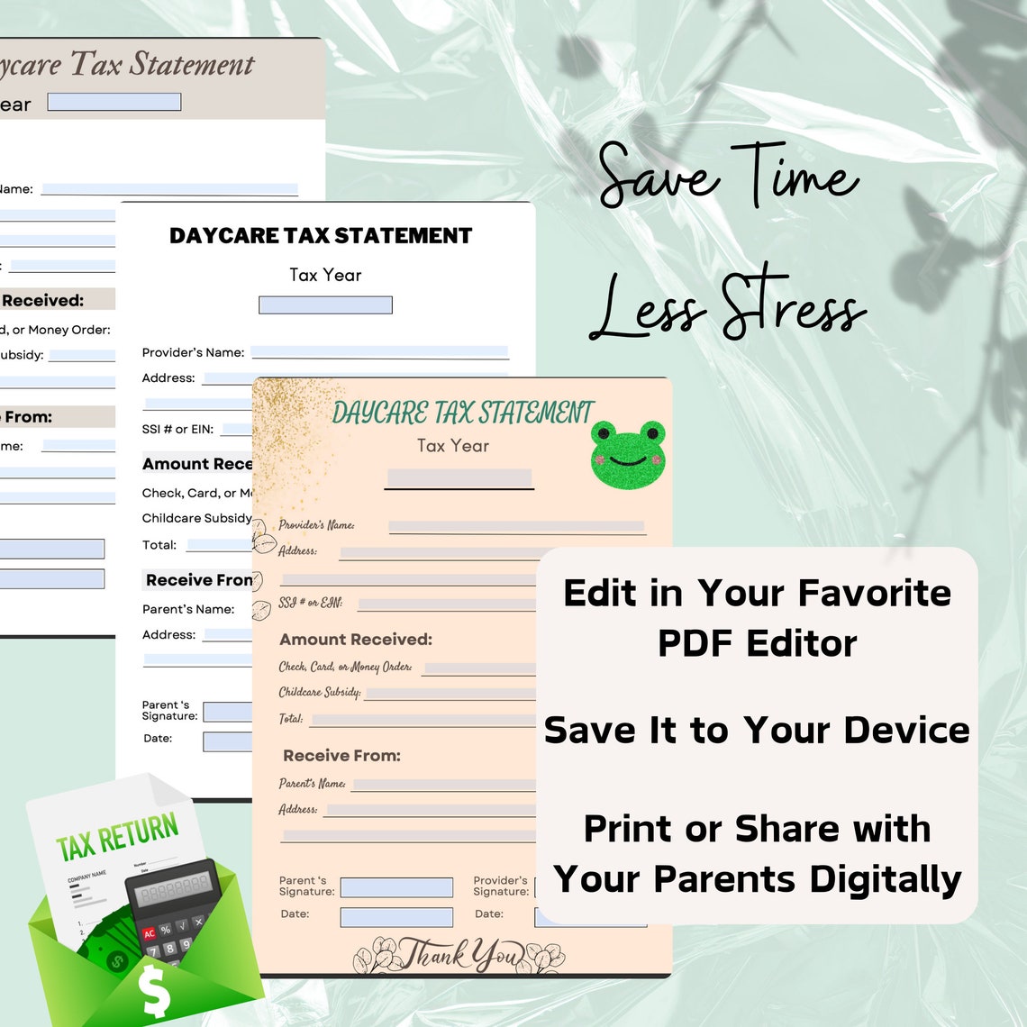 Easy-to-use Daycare Tax Form Canva Template, Printable PDF, and ...