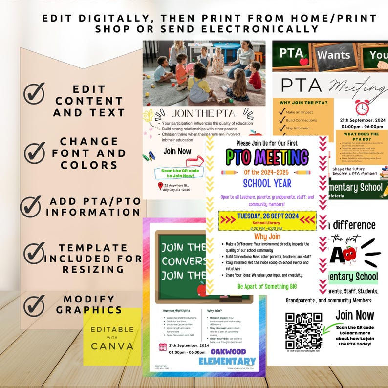Editable PTA/PTO Flyer Bundle| Canva Template | School Event| Volunteer ...