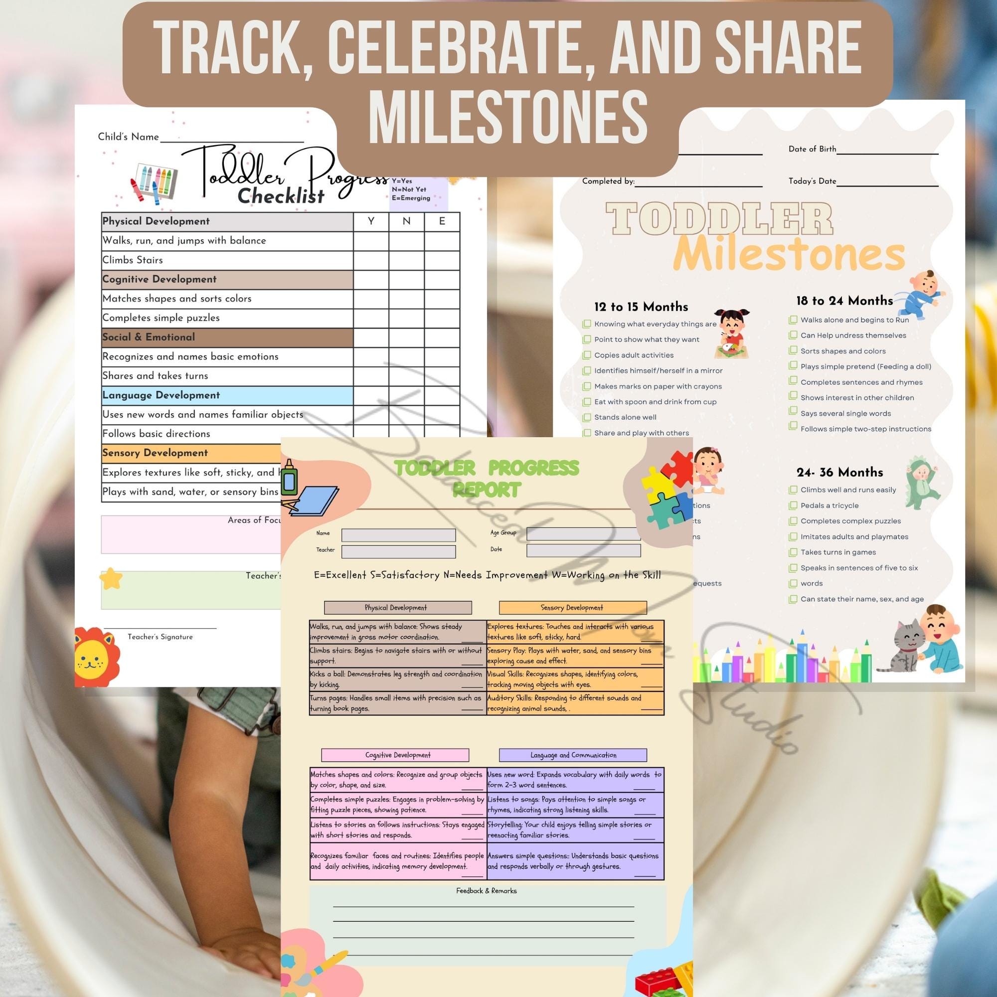 Toddler Milestone Checklist: Developmental Progress Report (printable ...