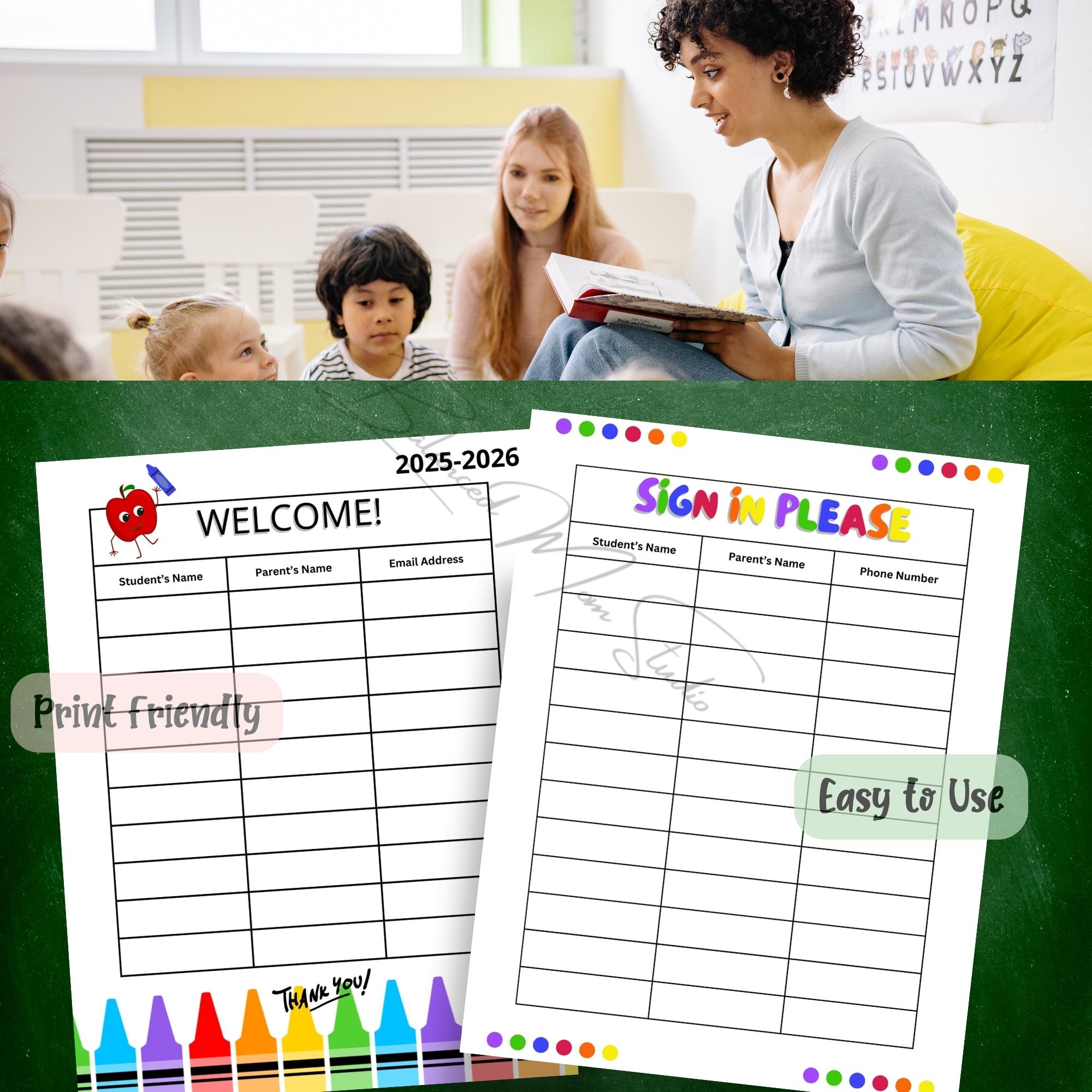 Back to School Sign-in Sheets Bundle: Editable Teacher Forms (digital ...