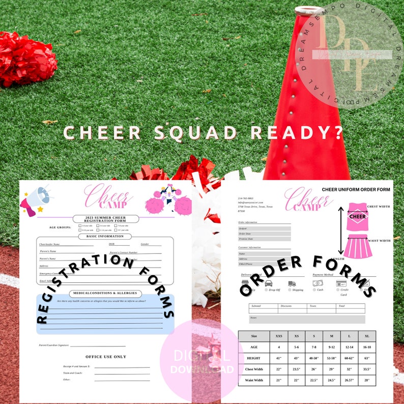 Cheer Registration and Order Form Editable Canva Template Youth Sports ...