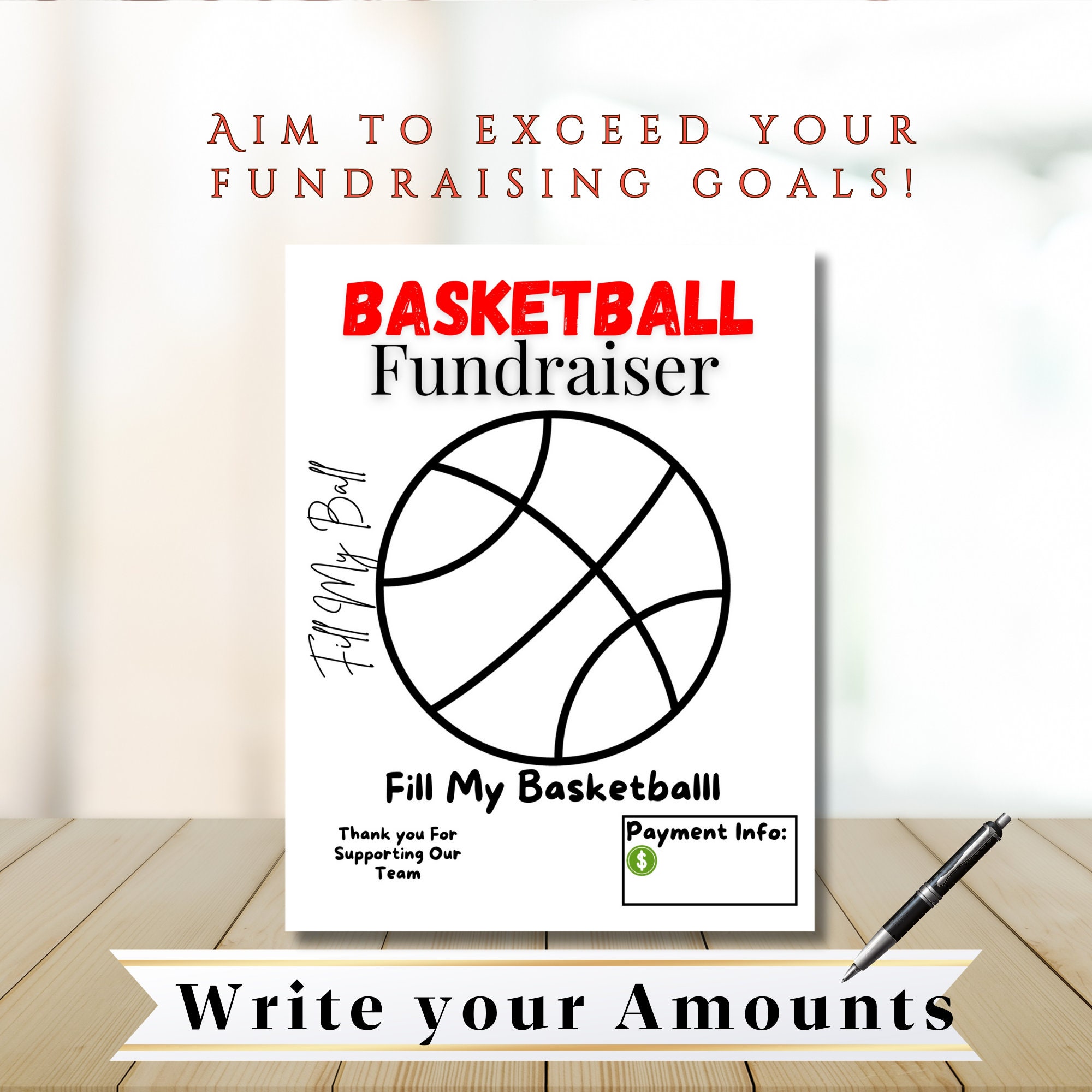 Fill My Basketball Fundraiser | Color-in Donation Spots | Fun ...