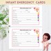 Infant Emergency Cards 6 Half-page Cards for Daycare & Parents Editable ...