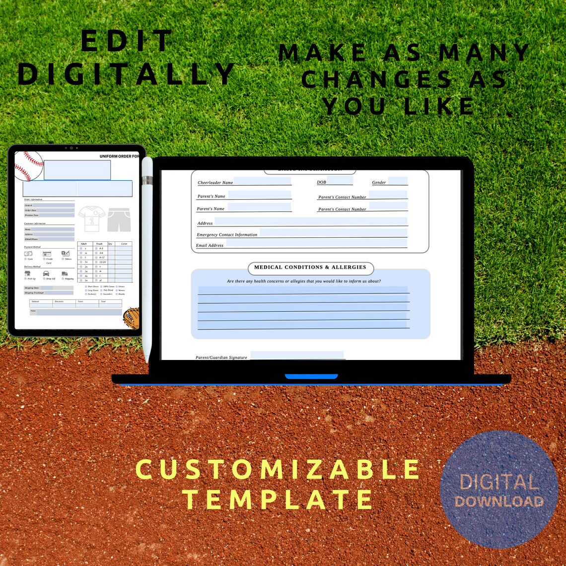 Effortless Baseball Registration and Order Form Digital Printable PDF ...
