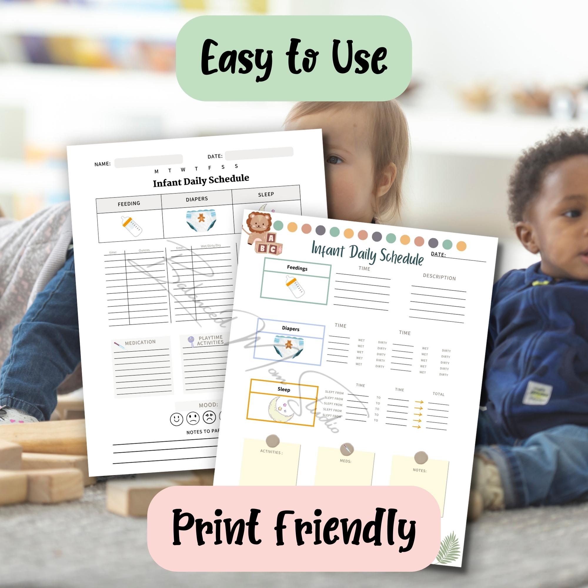Infant Daily Log: Baby Schedule, Newborn Care (editable Canva Template ...