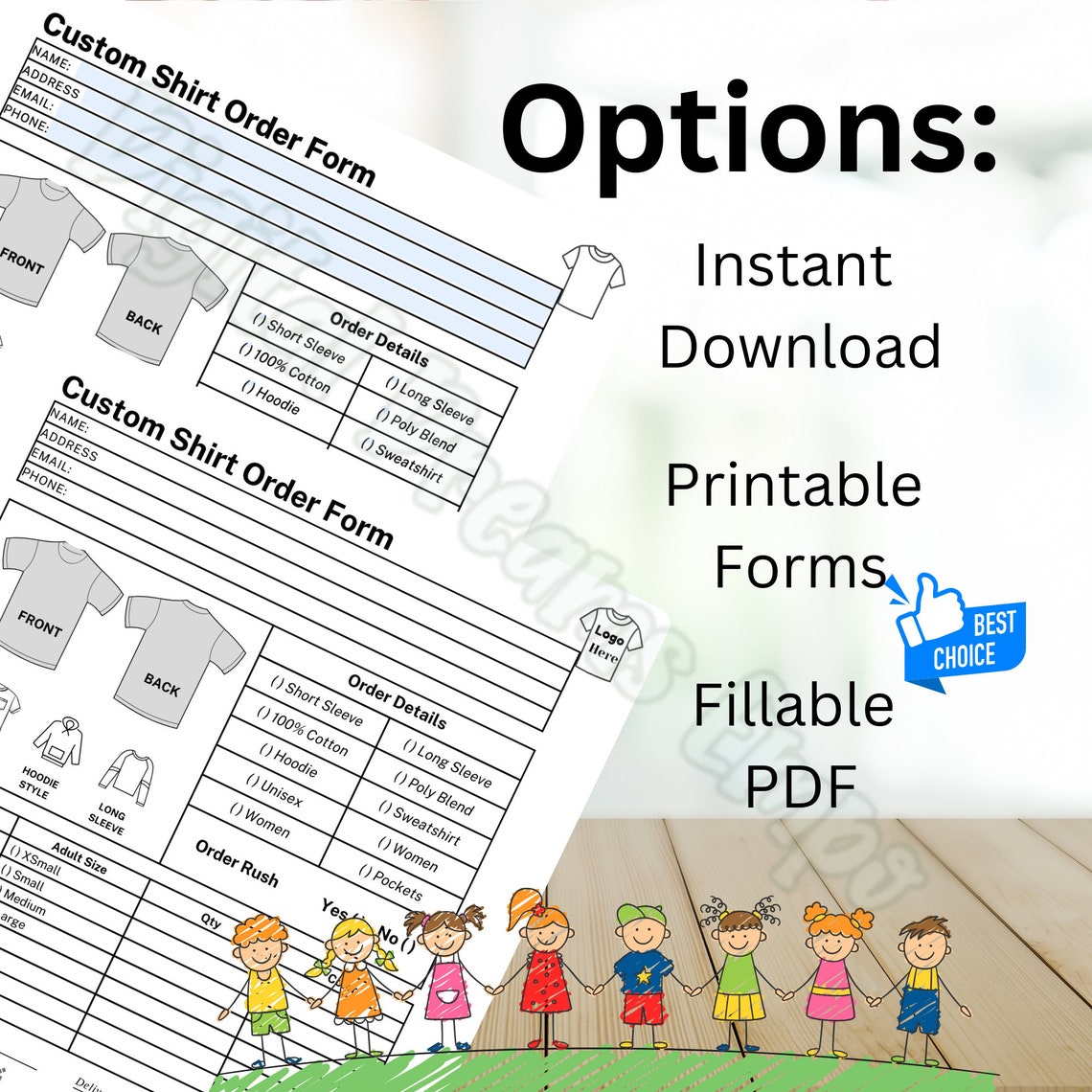 School Shirt Order Form| Small Business Forms | Printable Custom Order ...