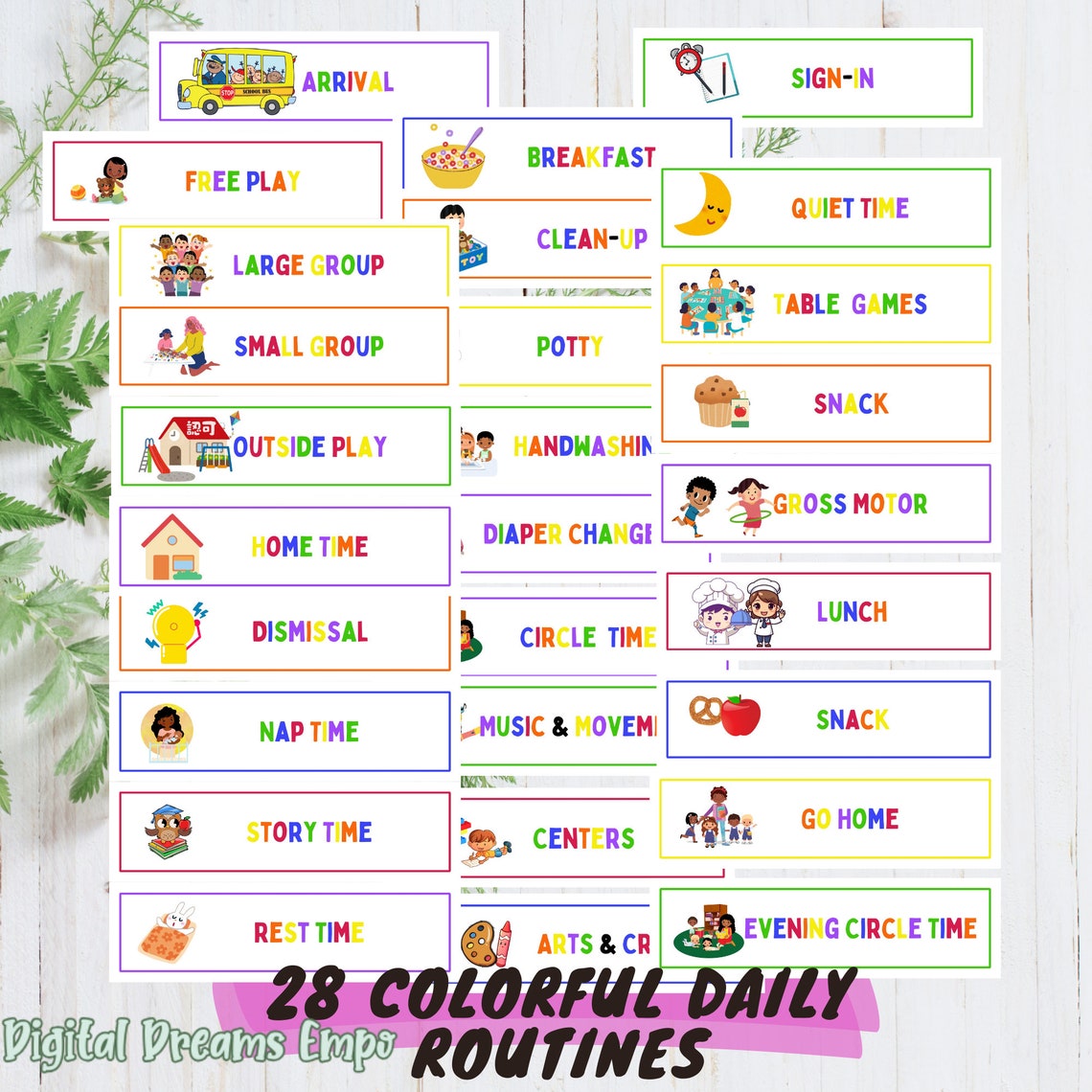 Daycare Visual Daily Schedule Pocket Labels| 56 Single PDF Routine ...