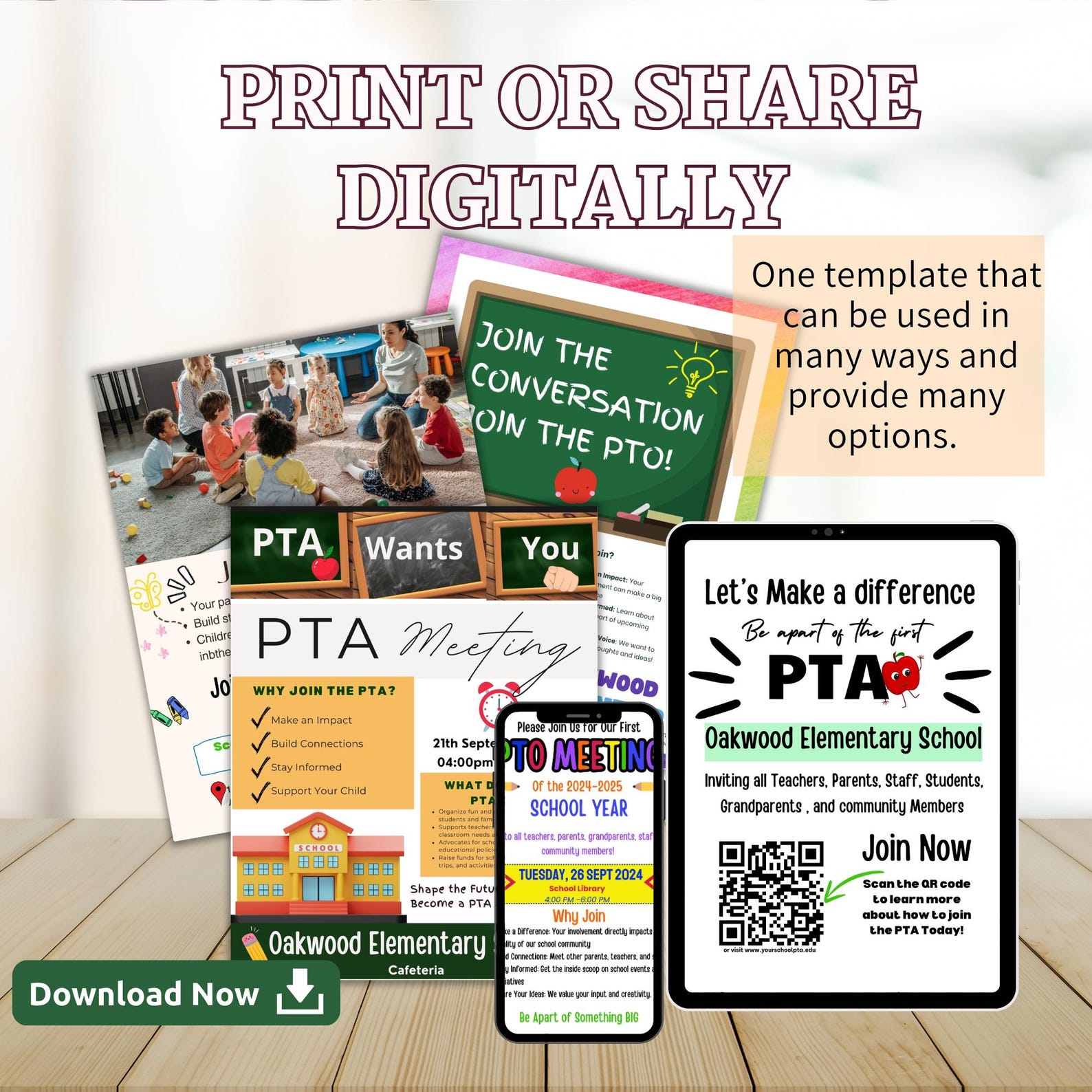 Editable PTA/PTO Flyer Bundle| Canva Template | School Event| Volunteer ...
