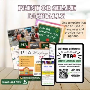 Editable PTA/PTO Flyer Bundle| Canva Template | School Event| Volunteer ...