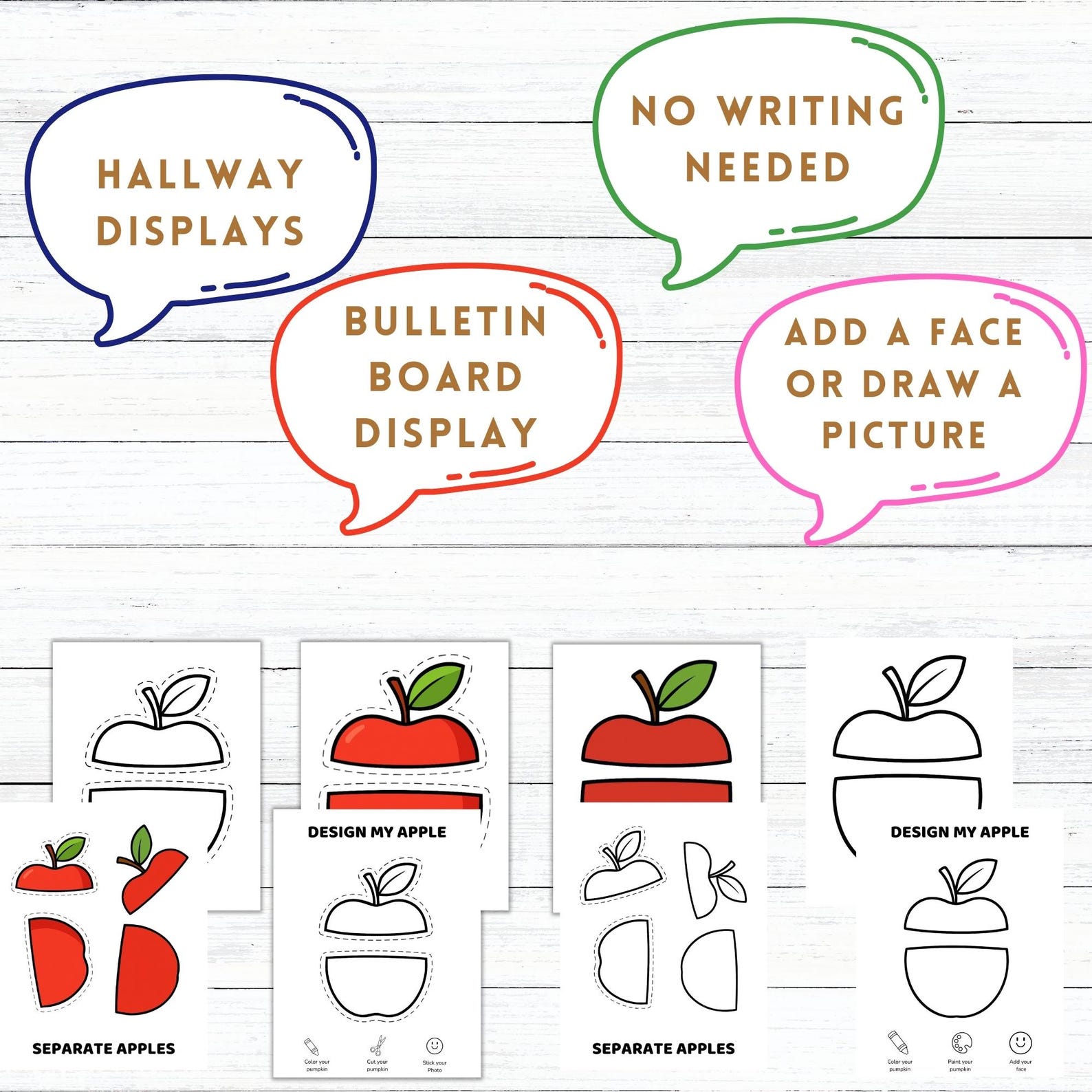 Apple Craft Printable: Cut, Color & Lift Activity (PDF Download) - Etsy