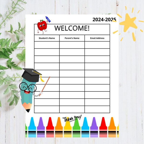 Printable Sign in Sheet - Etsy