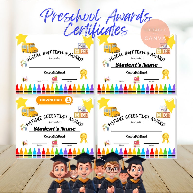 Award Certificates for Kids| Editable Award Achievements Preschool and ...