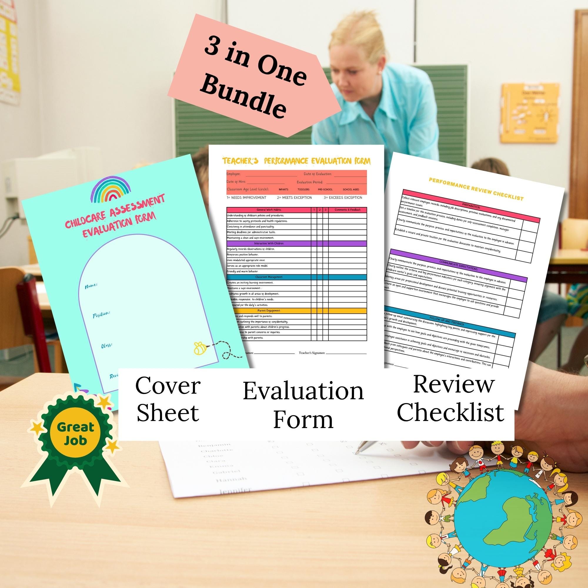 Teacher Performance Evaluation Forms: Printable Staff Review (canva ...