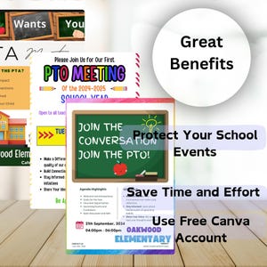 Editable PTA/PTO Flyer Bundle| Canva Template | School Event| Volunteer ...