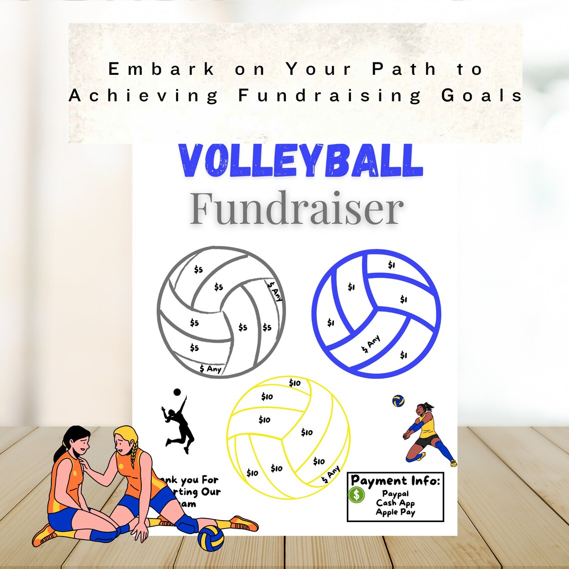 Volleyball Fundraiser Goal Tracker: Fill My Volleyball Canva Template ...