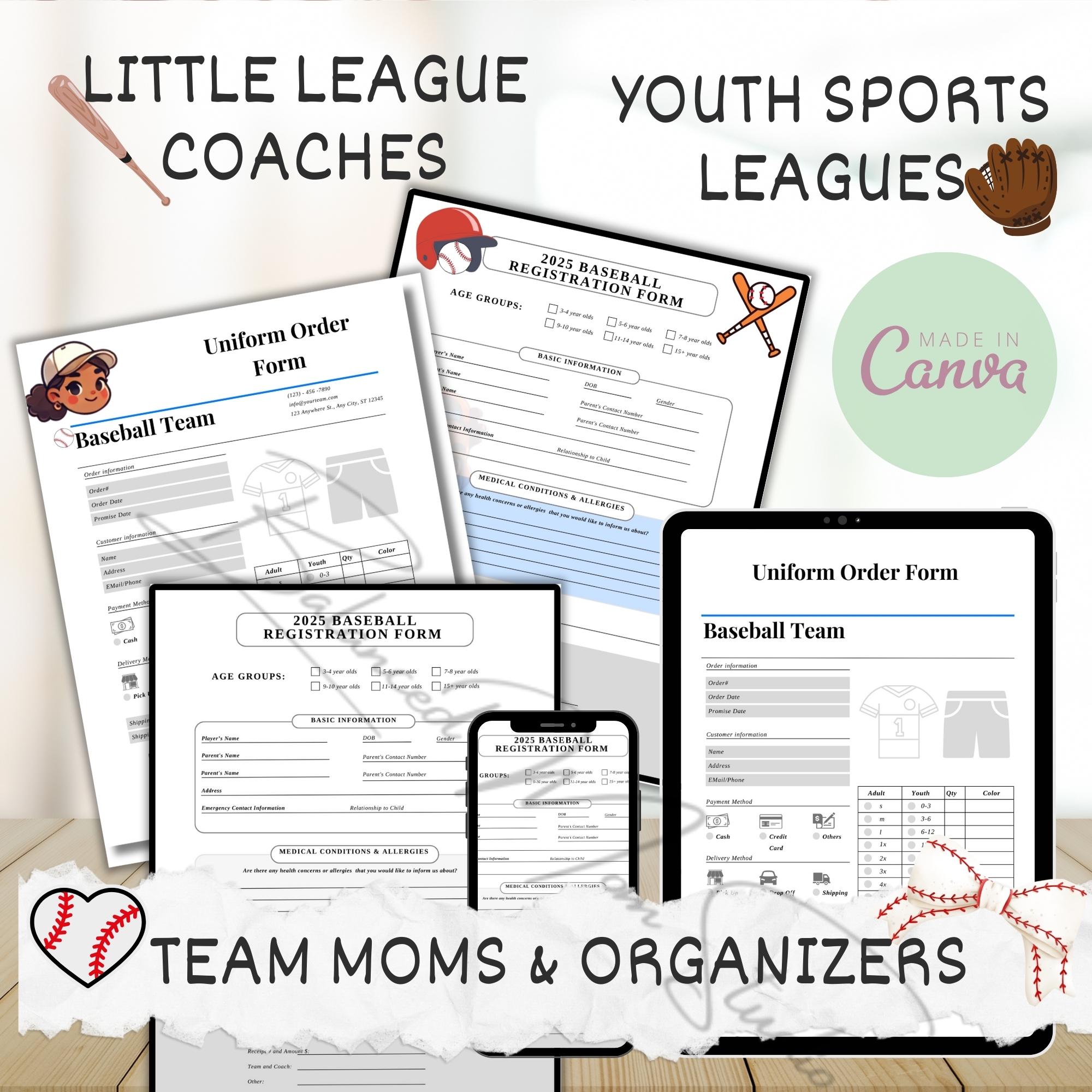 Baseball Registration and Order Form | Digital Printable PDF | Canva ...