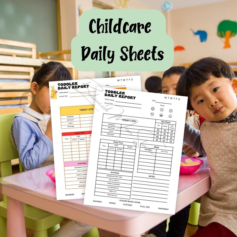 Toddler Daily Report Sheets: In-home Care, Daycare Log (canva Template ...