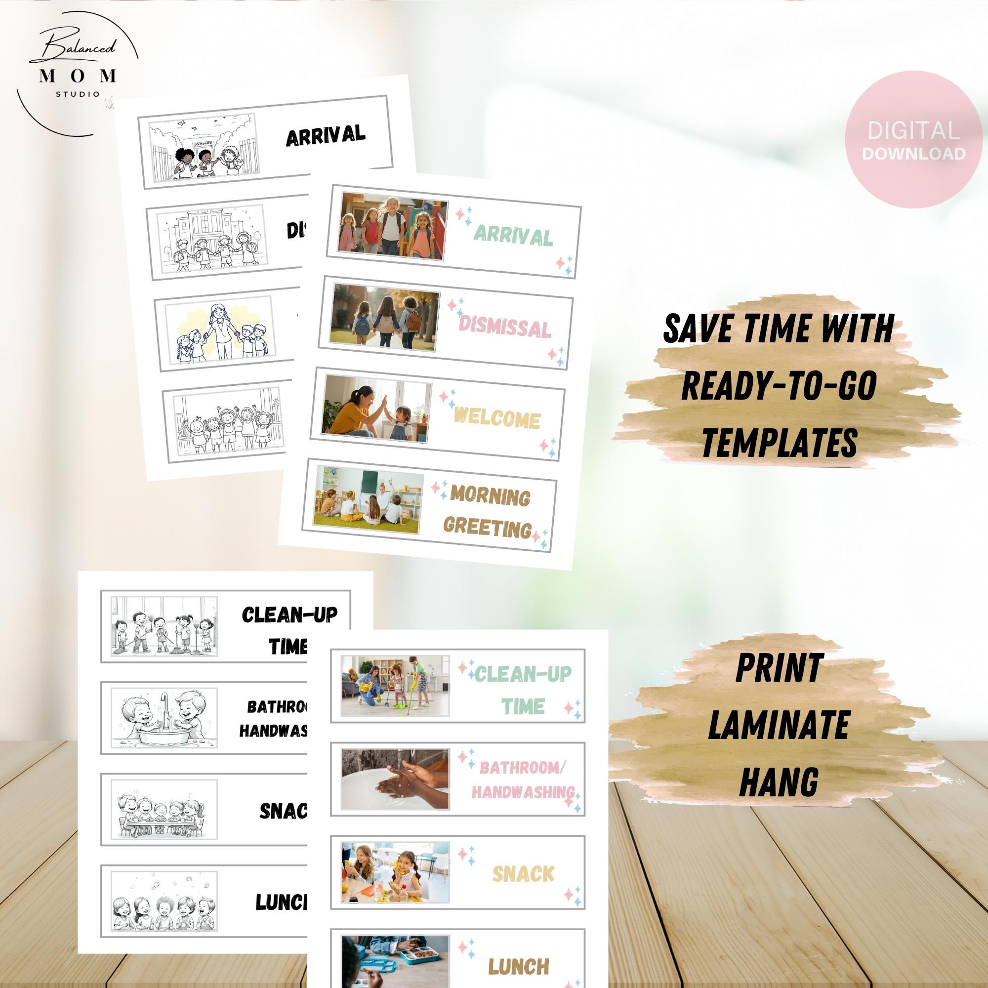 Preschool Visual Daily Schedule: Classroom Routine Cards, Editable ...