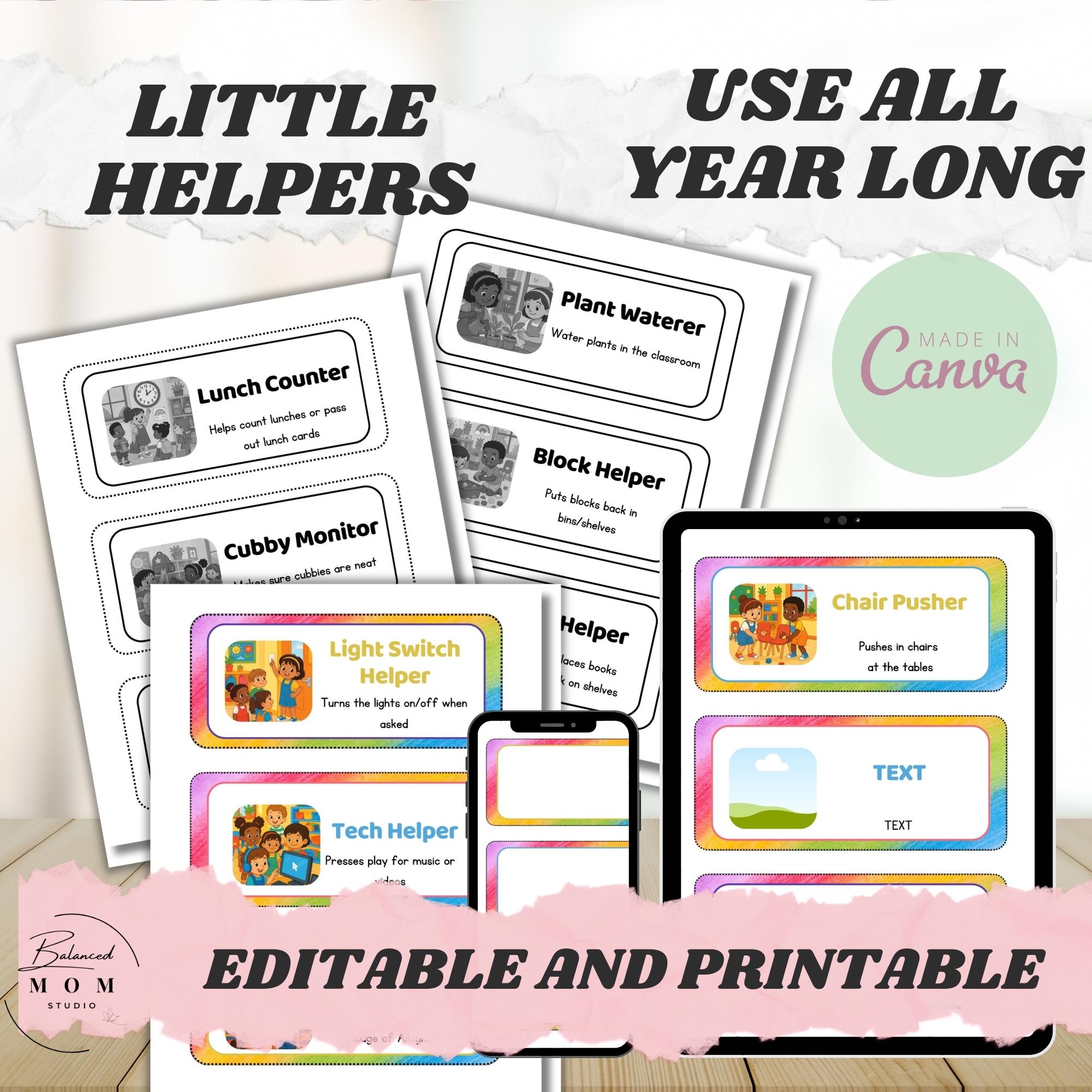 Preschool Classroom Job Cards: Visual Cleaning Routine (printable PDF ...