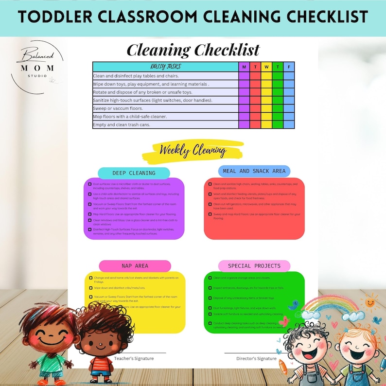 Toddler Classroom Cleaning Checklist: Customizable Teacher's Routine ...