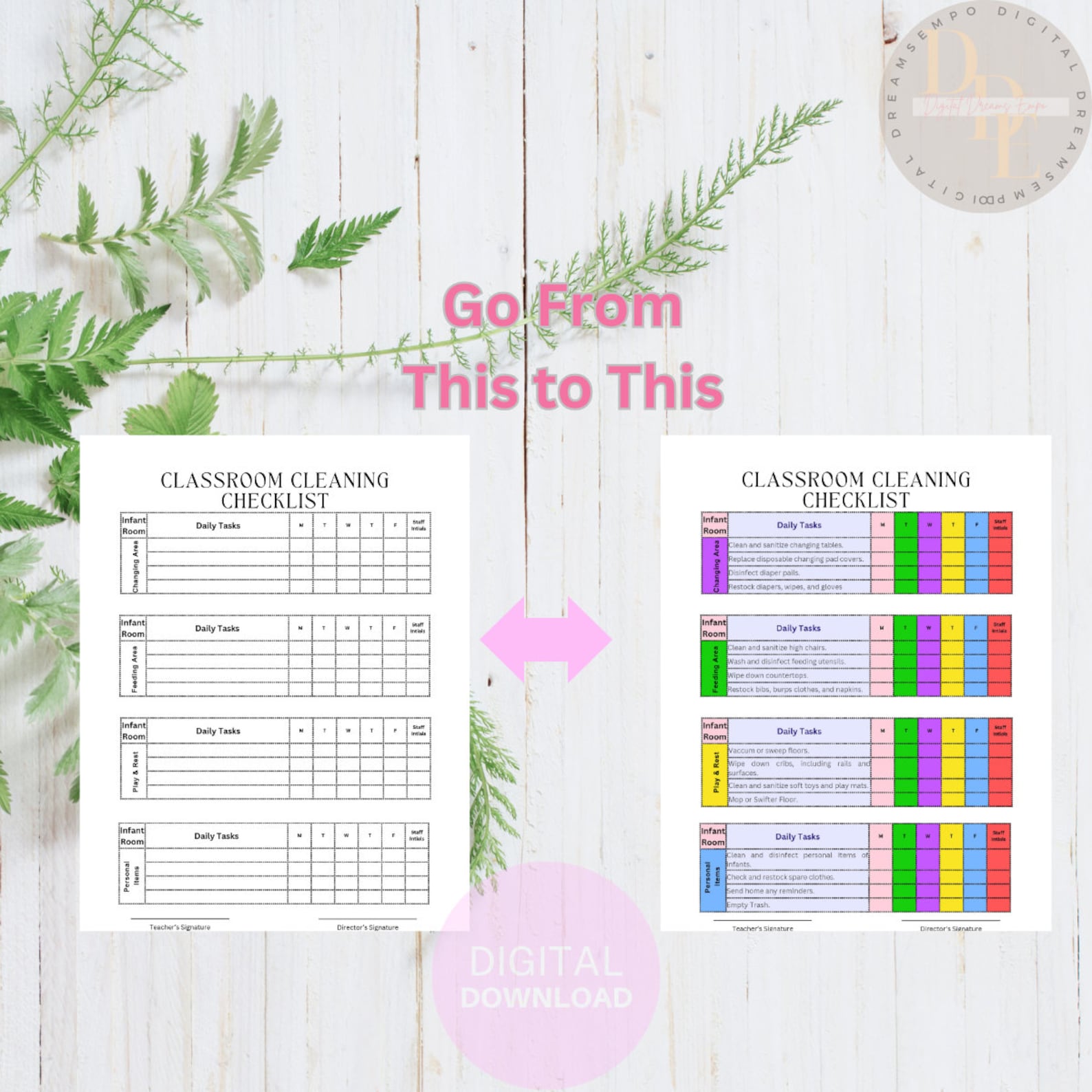 Infant Cleaning Checklist for Childcare Editable PDF and Canva Template ...