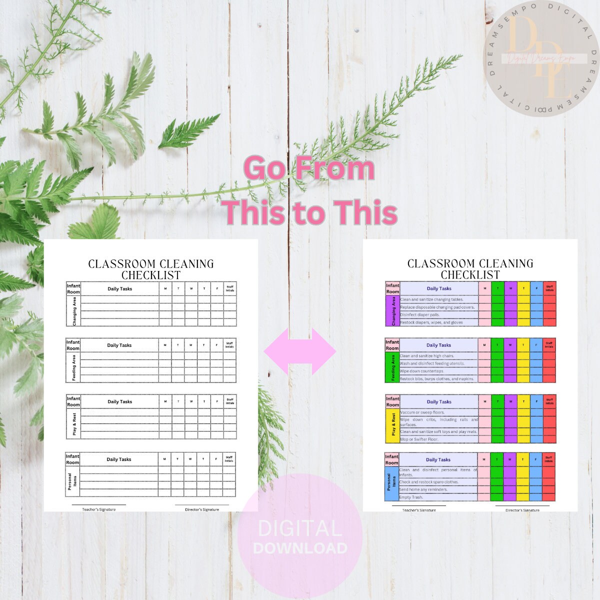 Infant Cleaning Checklist for Childcare Editable PDF and Canva Template ...