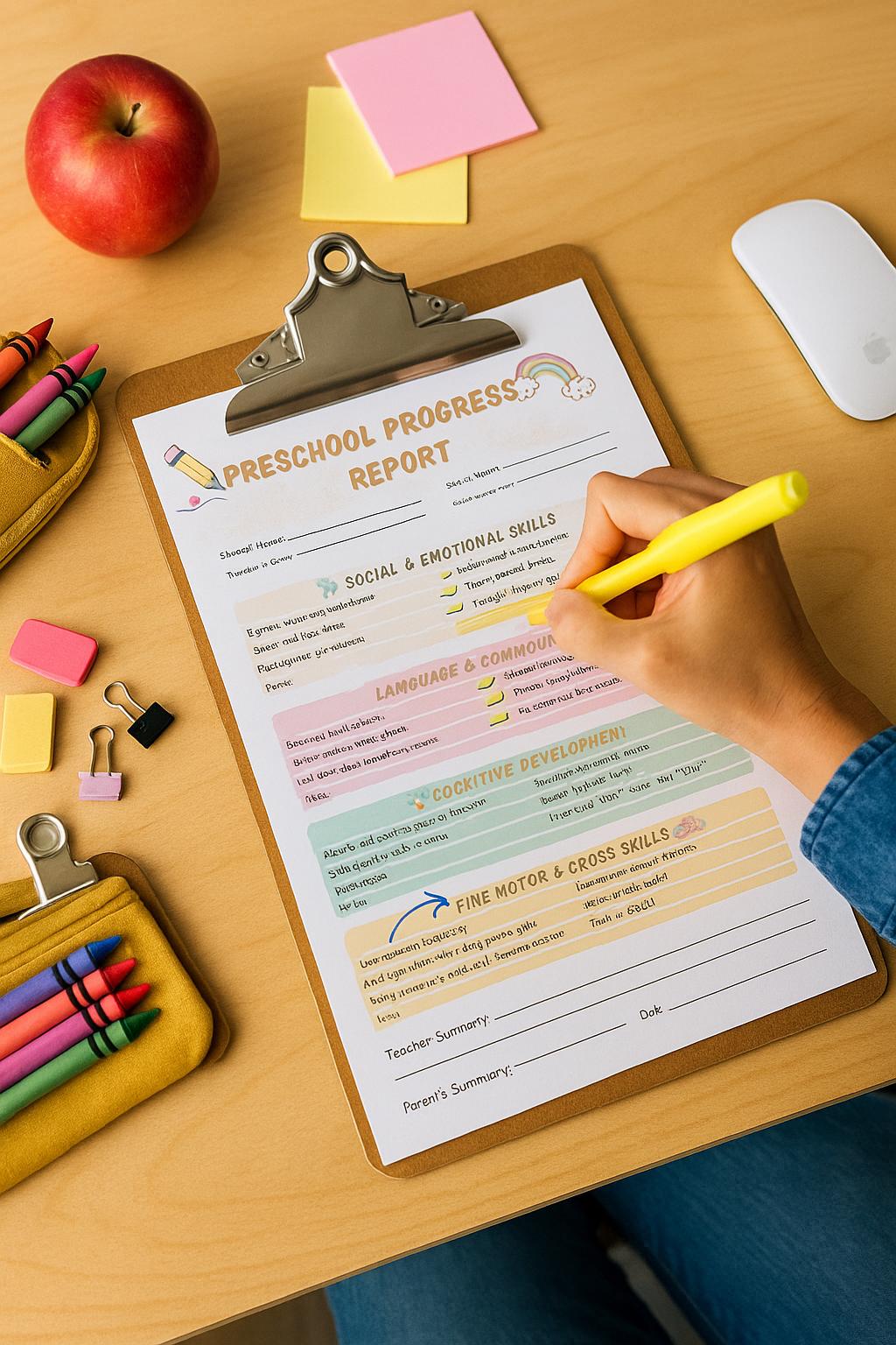 Preschool Progress Report Template: Customizable Homeschool Assessment ...