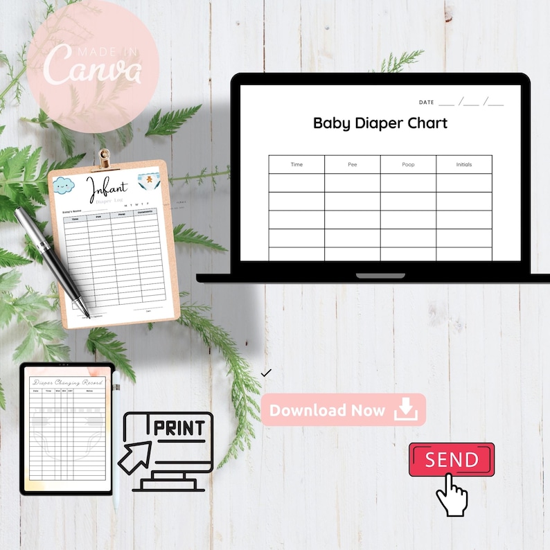 Infant Diaper Change Log: Editable Baby Tracker (PDF Printable) - Etsy