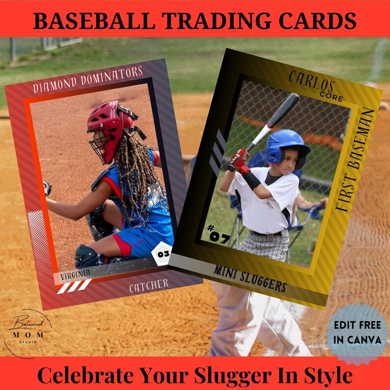 Editable Baseball Trading Card Canva Template| 2.5 X 3.5 Inches Youth ...