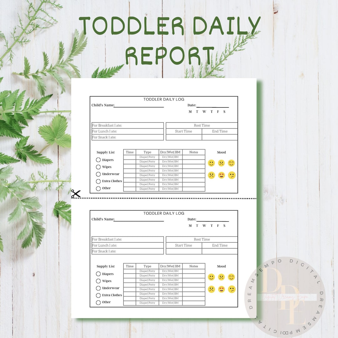 Toddler Half Sheets Daily Log Customizable Daily Report Parent ...