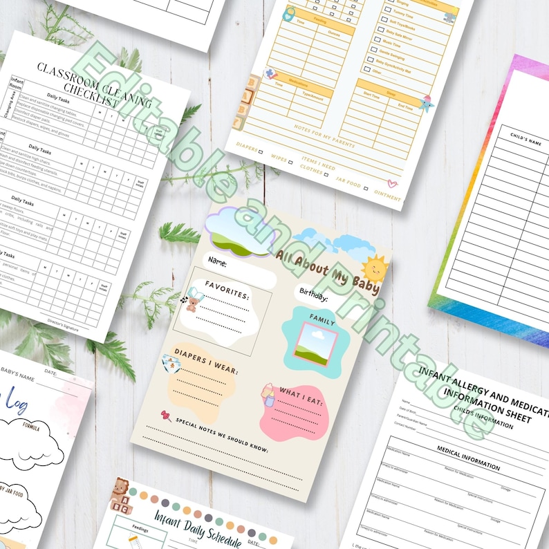 Infant Classroom Forms Bundle: 34 Editable Pages, Daycare & Childcare ...