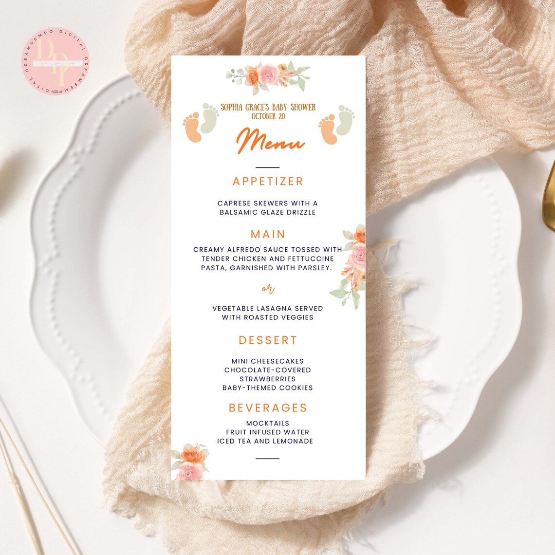Editable Baby Shower Menu Template Baby in Bloom Decor - Etsy