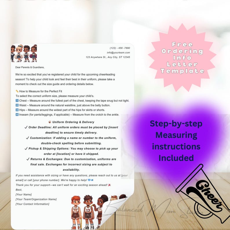 Cheer Registration & Uniform Order Forms: Editable Canva Template ...