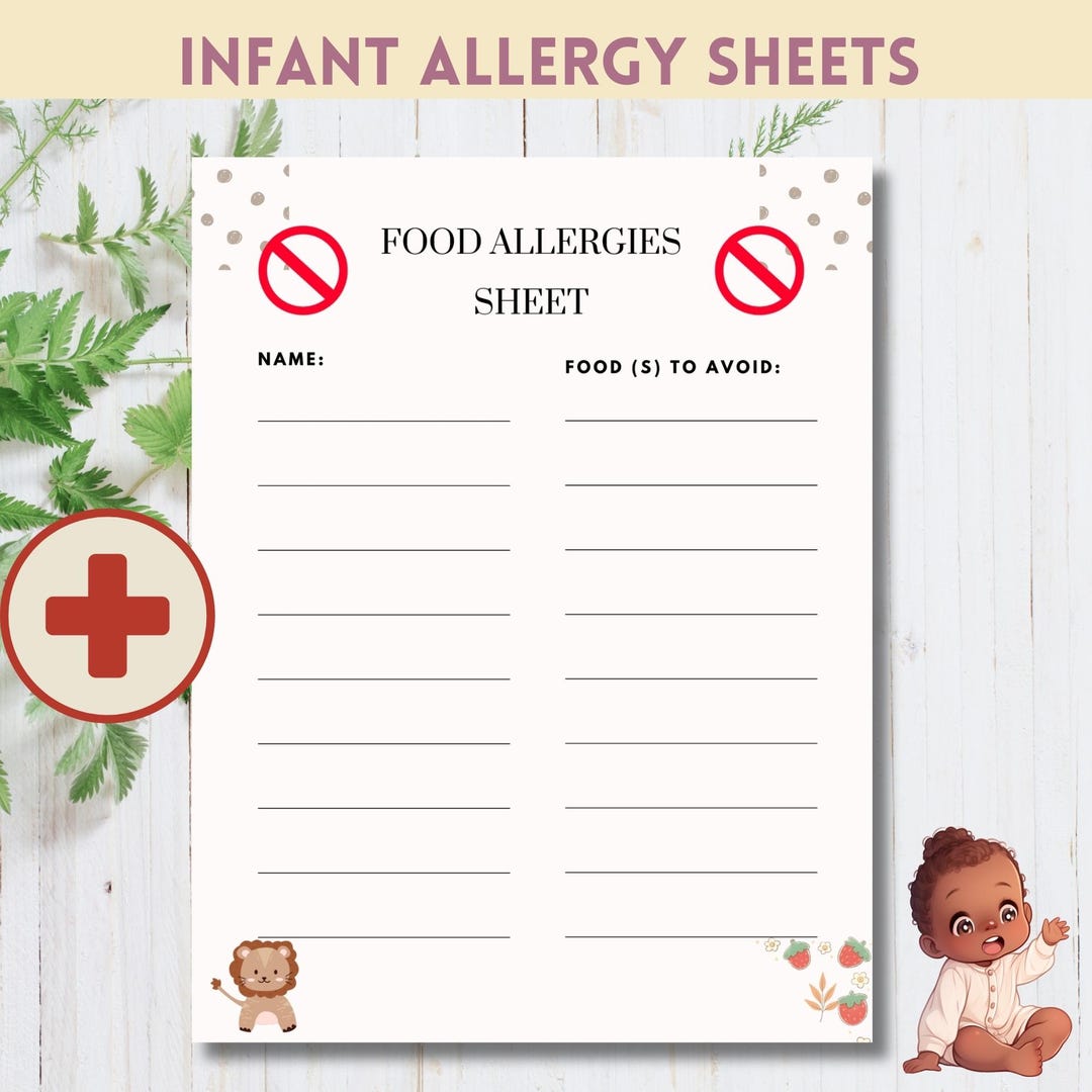 Infant Allergy Sheets 4 Printable Pages Including Medication ...