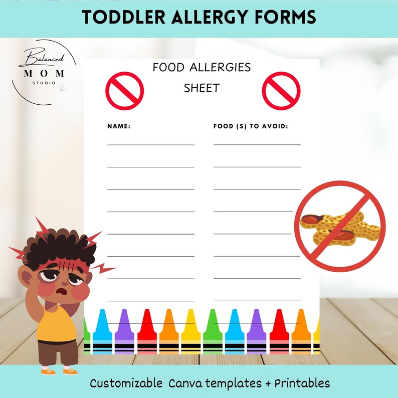 Toddler Allergy and Medication Sheets: Daycare Action Plan (printable ...