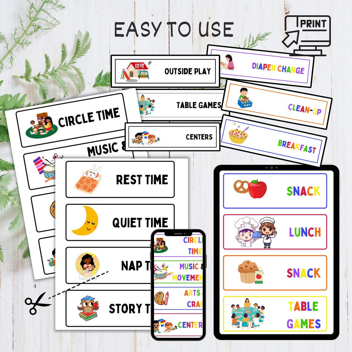 Printable Visual Daily Routine Cards 56 Daily Schedule Pocket Labels ...