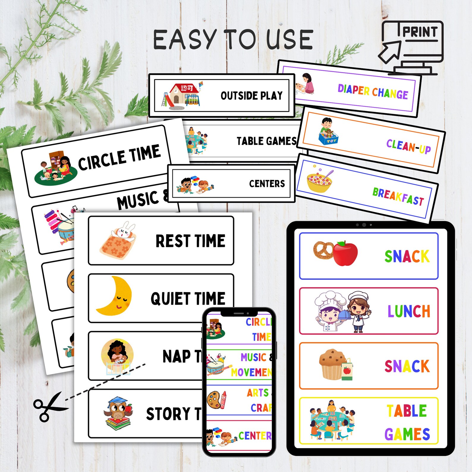 Printable Daily Schedule and Routine Cards| 56 Pocket Labels | Color ...