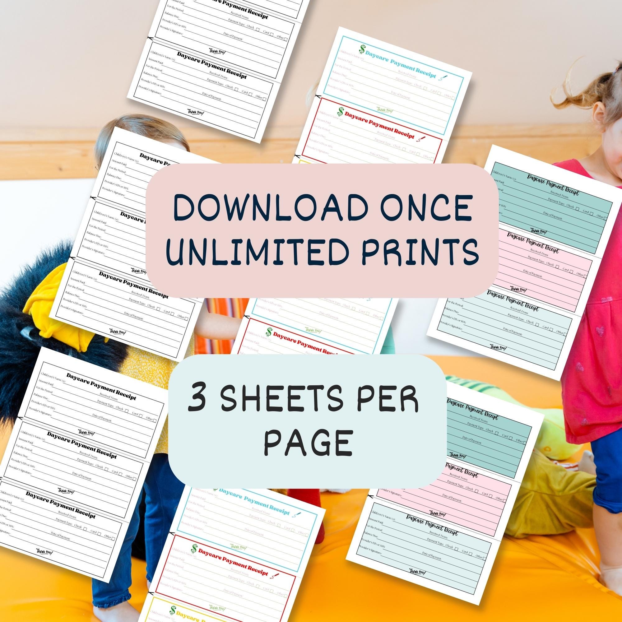 Daycare Receipt Canva Template| Editable Childcare Payment Form| Bonus ...